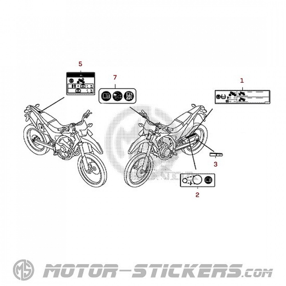 Honda CRF250L 2013 - Caution Labels decals