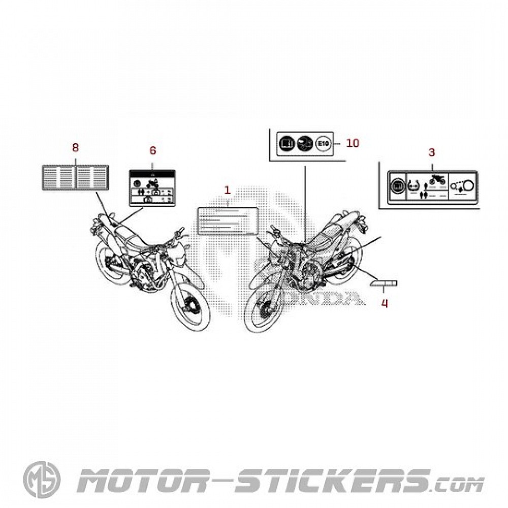 Honda CRF250L 2017 - Caution Labels decals