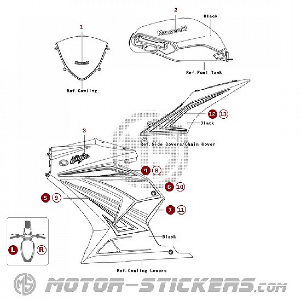 Kawasaki NINJA 250R 2012 decals