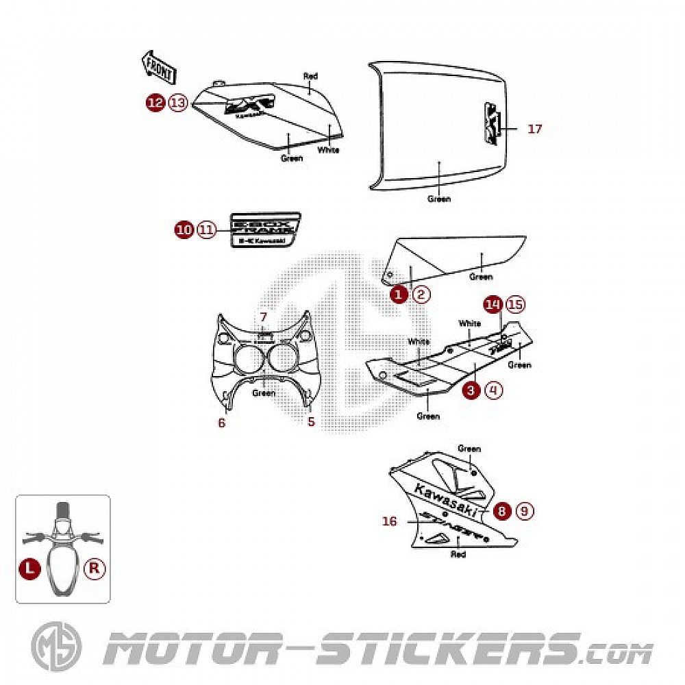 Kawasaki ZXR750 1990 decals